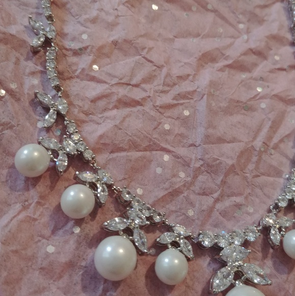 Charming Charlie | Jewelry | Charming Charlie Necklace Bridal Cz Pearl ...